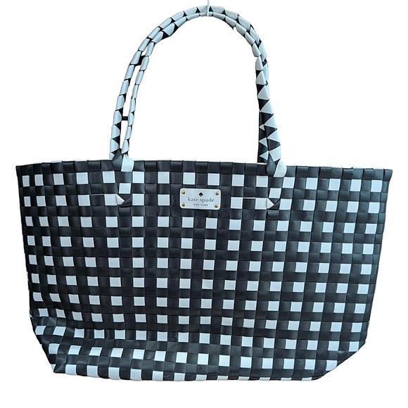 kate spade | Bags | Kate Spade Black And White Checkered Tote Bag ...